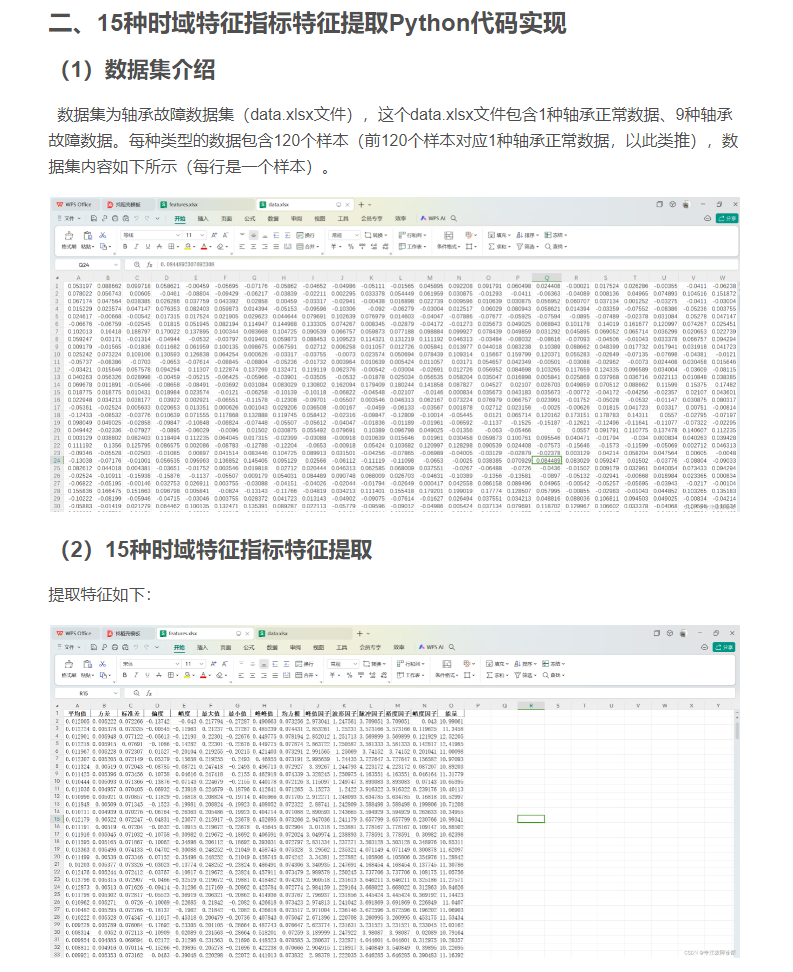 15种时域特征提取的python代码实现（平均值、标准差、偏度、峭度、峰峰值、均方根、峰值因子、波形因子、脉冲因子等） 