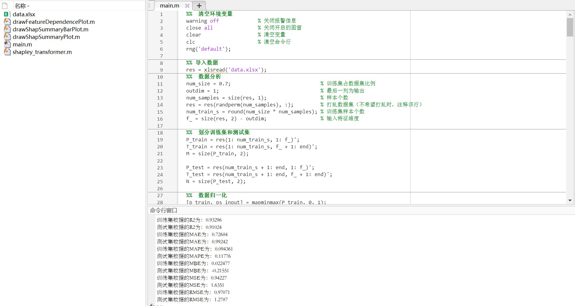 Transformer编码器shap分析,matlab代码实现